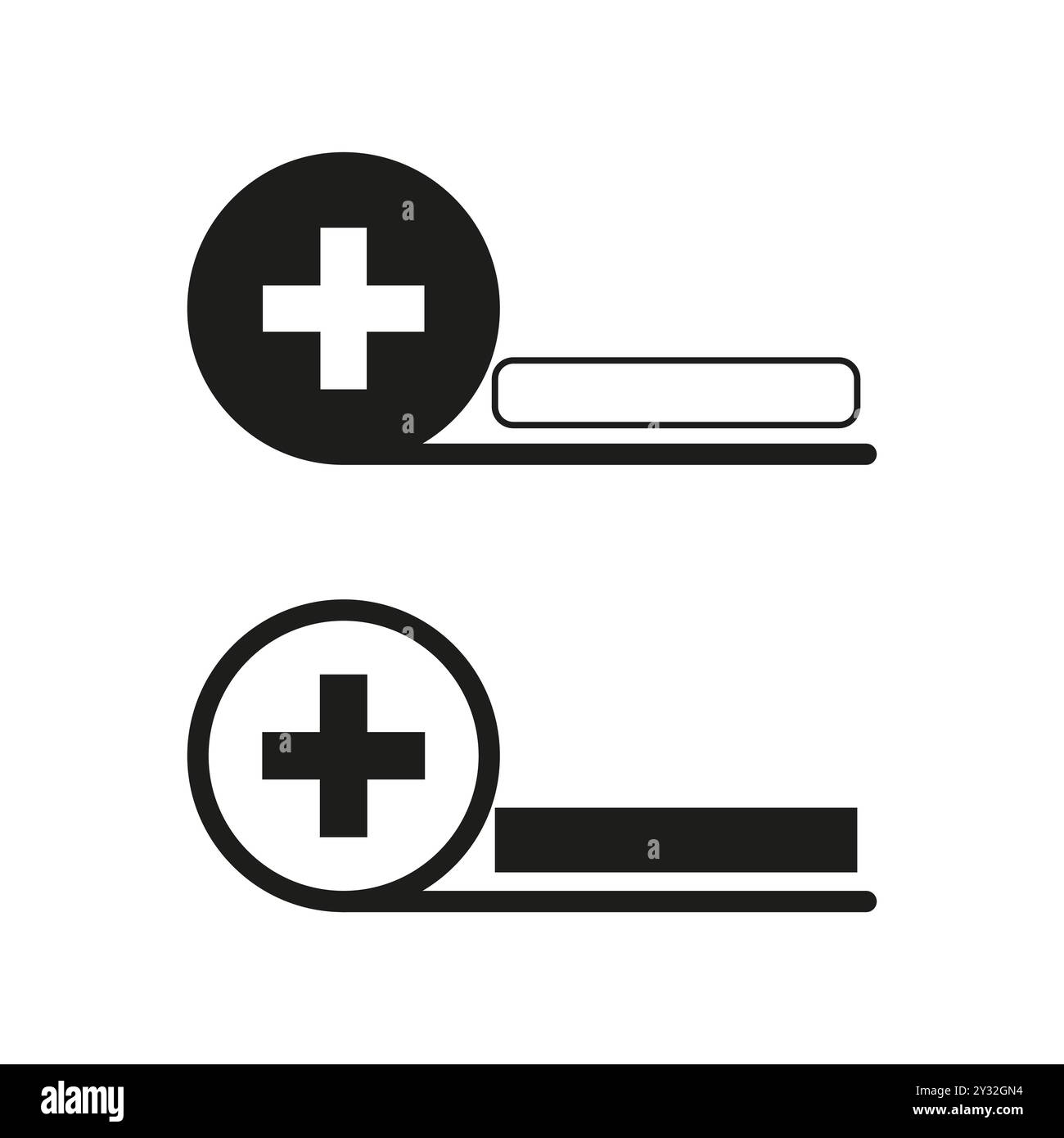 Medical button icons. Health symbol illustration. Plus sign interface ...