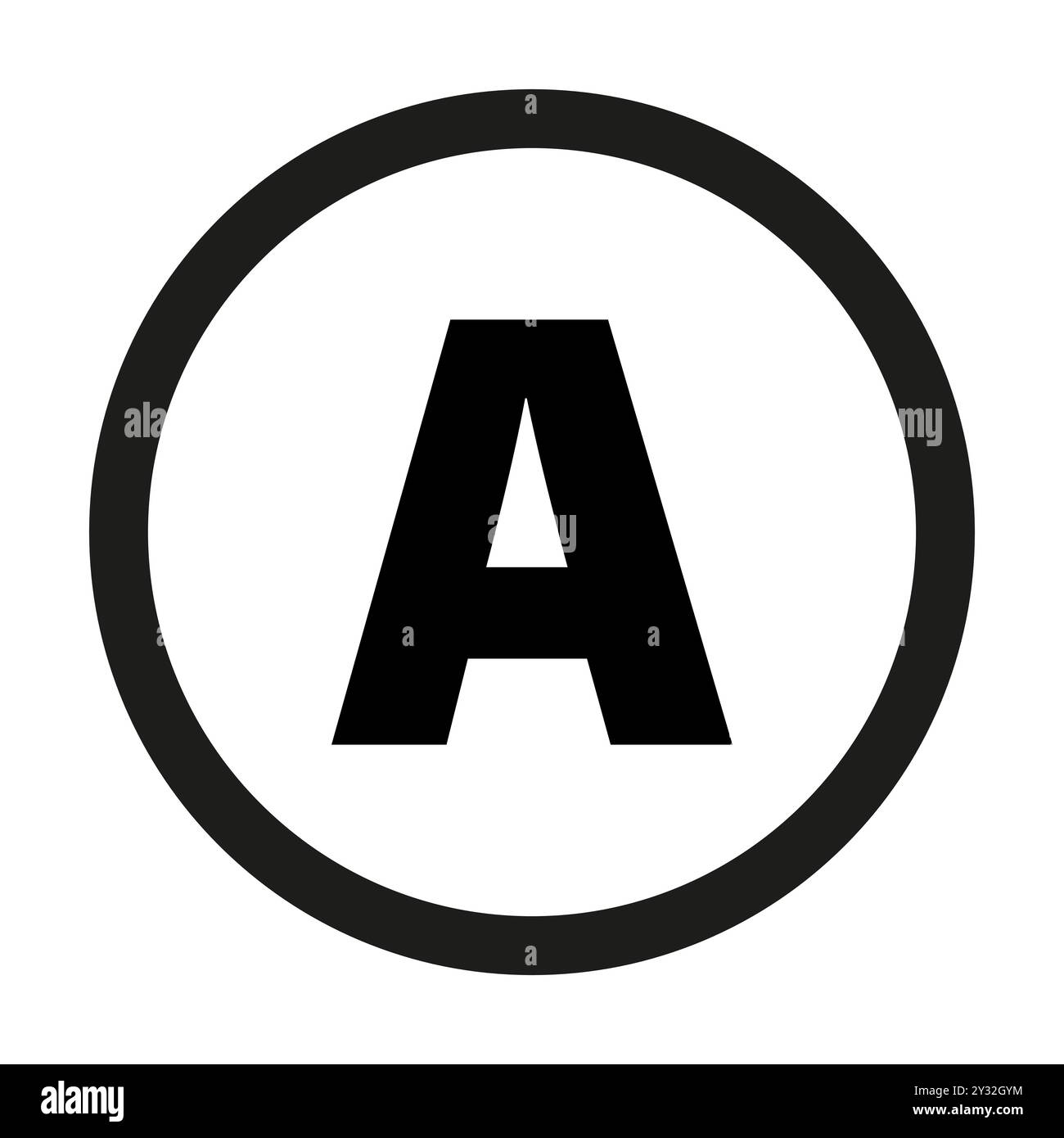 Letter A icon. Bold capital A symbol. Black and white circle graphic ...