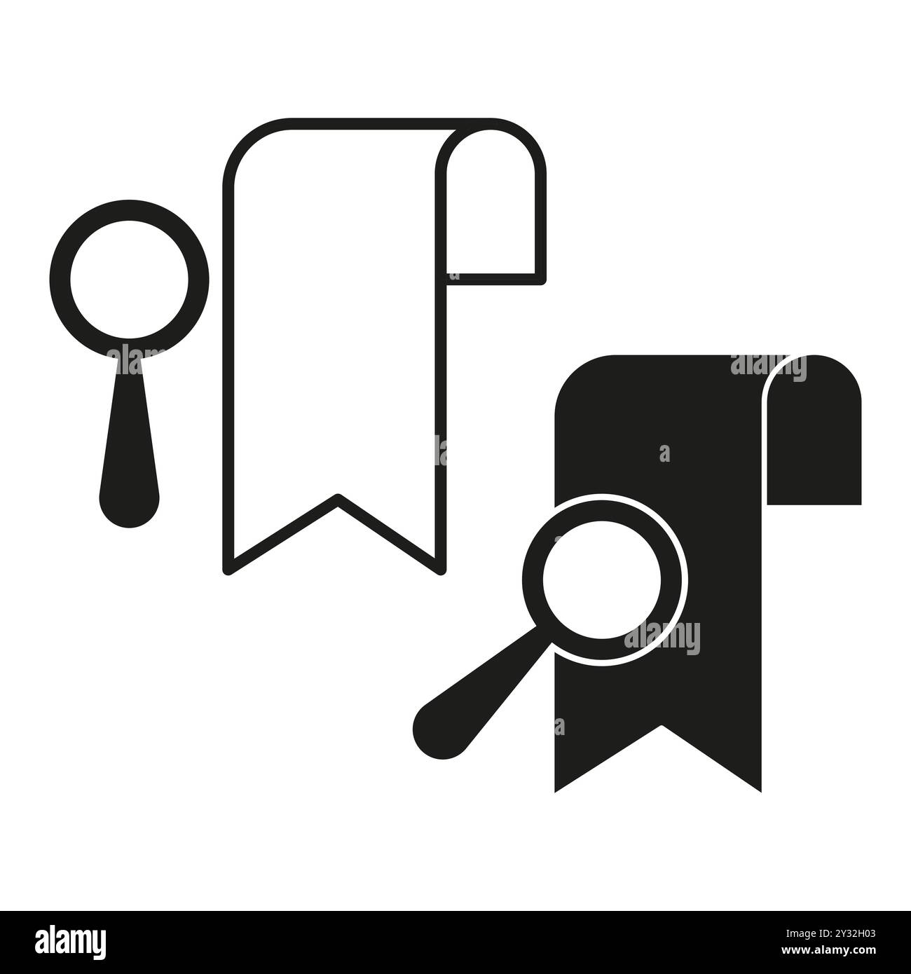 Award ribbon icon. Certification badge symbol. Achievement magnifying ...