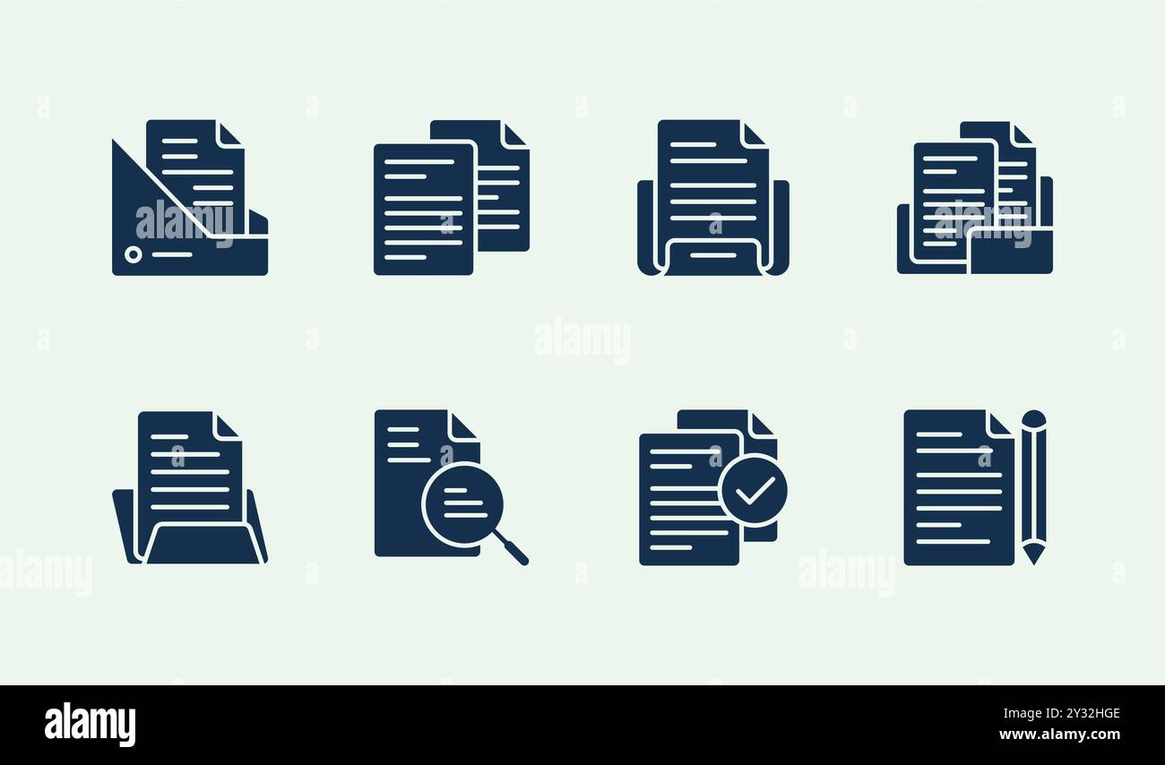 Minimalist professional document presentation modern field icon set ...