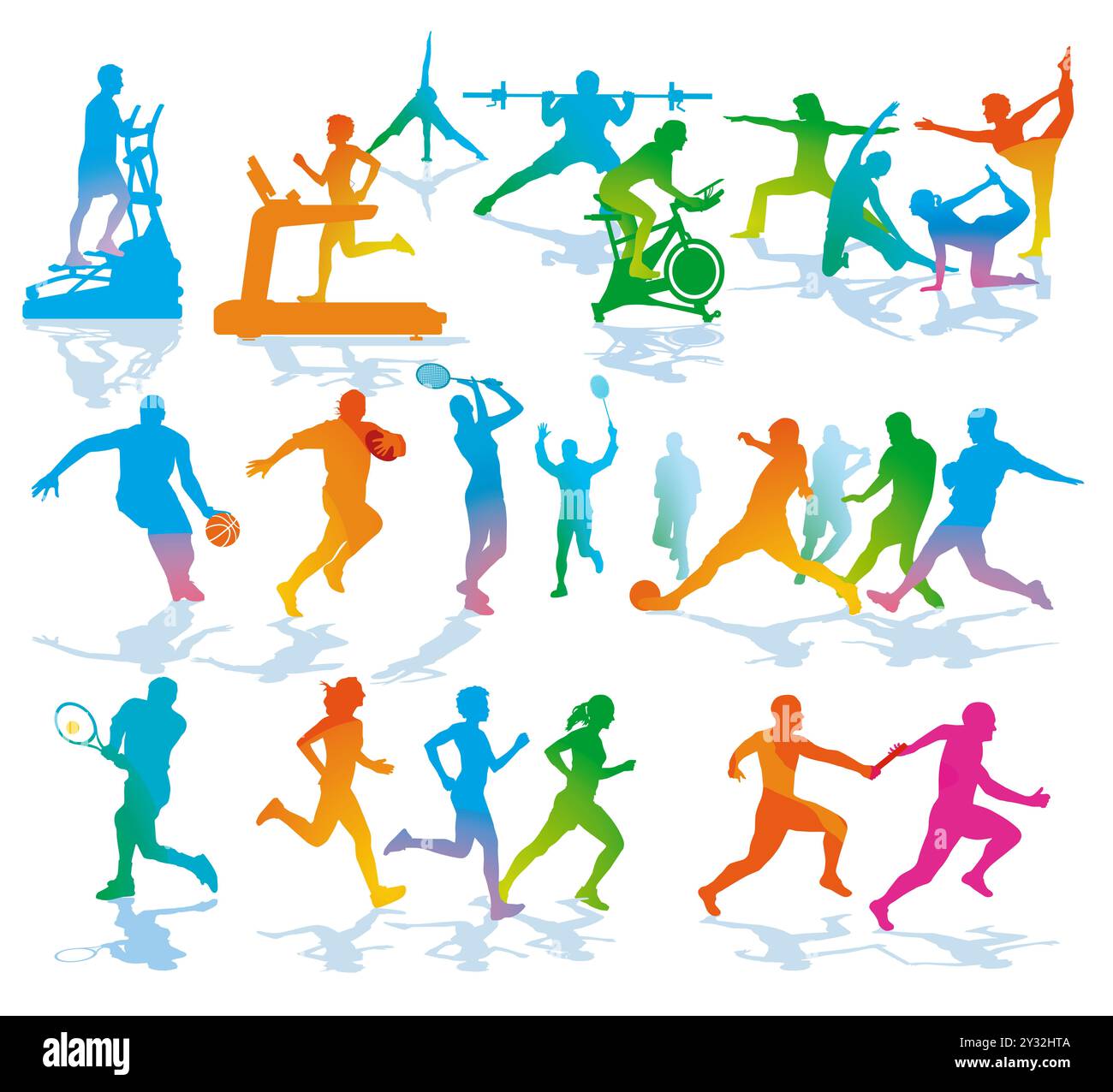 Various sports and fitness exercises, illustration Stock Photo - Alamy