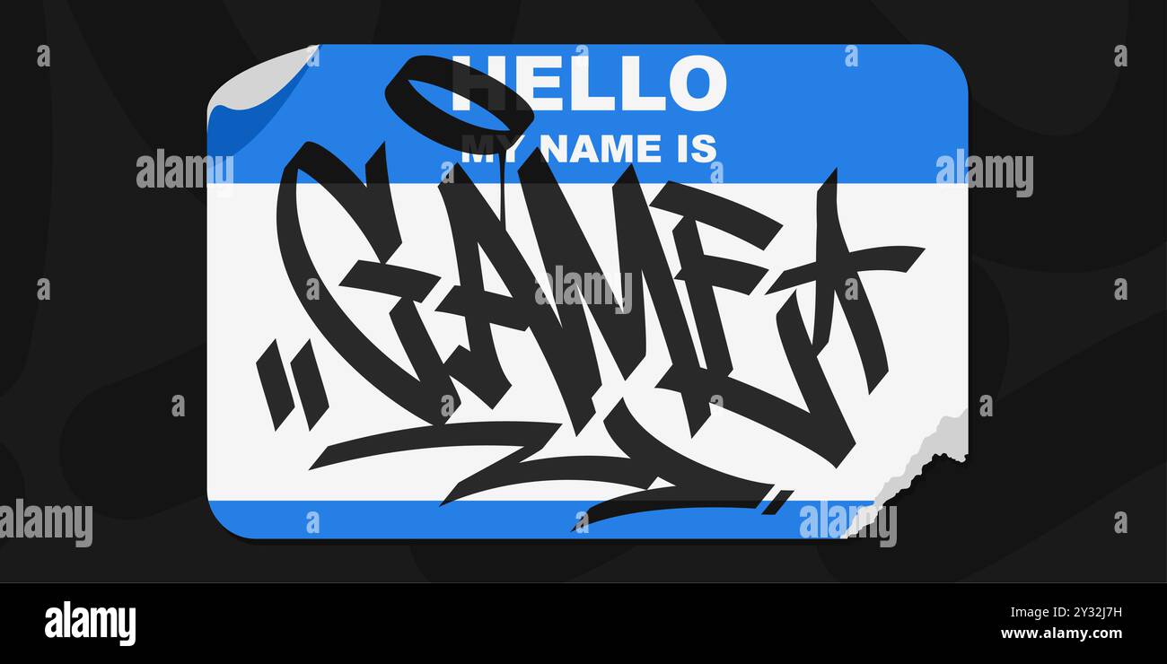 Graffiti Style Sticker Hello My Name Is With Some Street Art Lettering ...