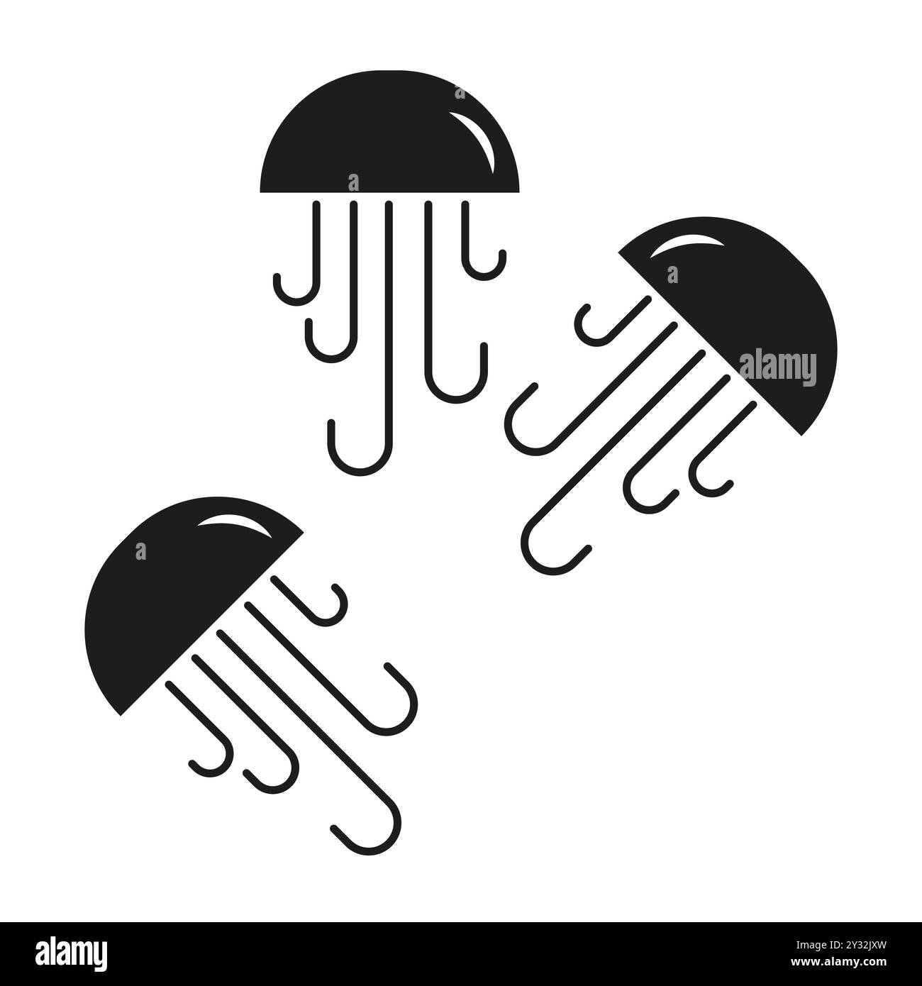 Jellyfish vector icon. Marine creature symbol. Underwater animal ...