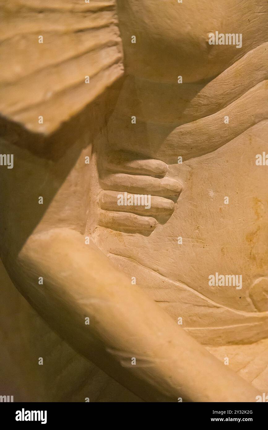 Egypt, Luxor Museum, detail of double statue of Horemheb and his wife ...