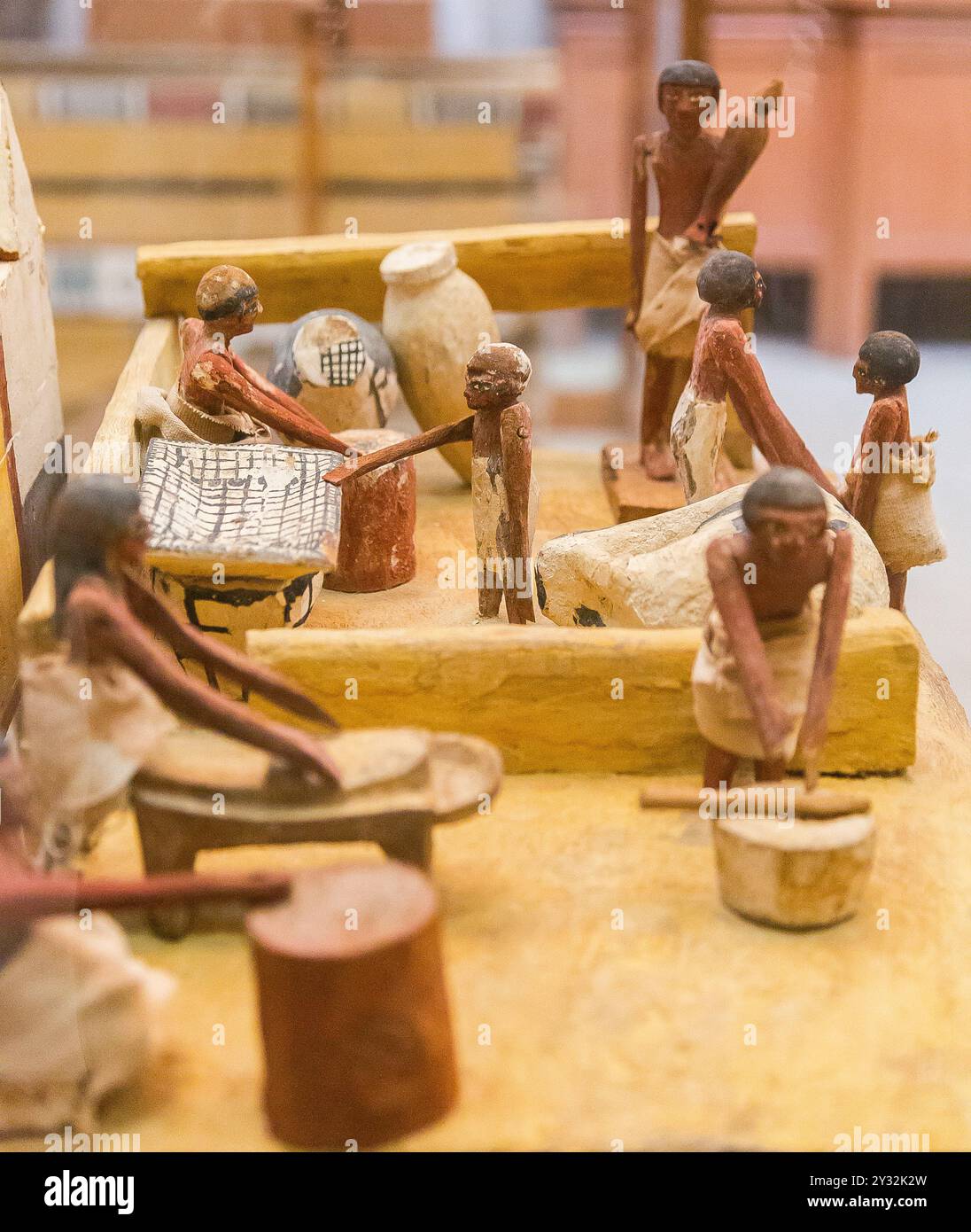 Egyptian Museum Cairo, model of brewery. The grids are noticeable Stock ...
