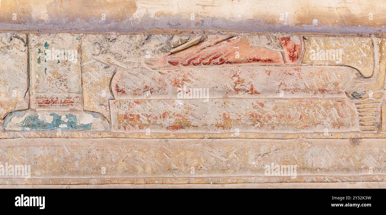 Egypt, Saqqara, tomb of Horemheb, inner room, South wall. Only the feet ...