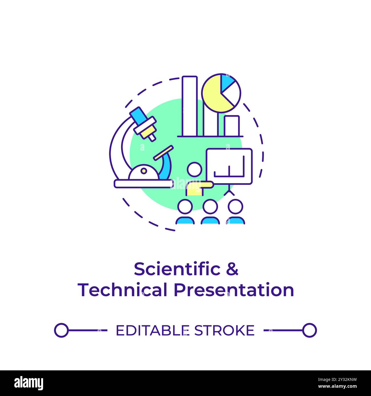 Scientific and technical presentation multi color concept icon Stock ...