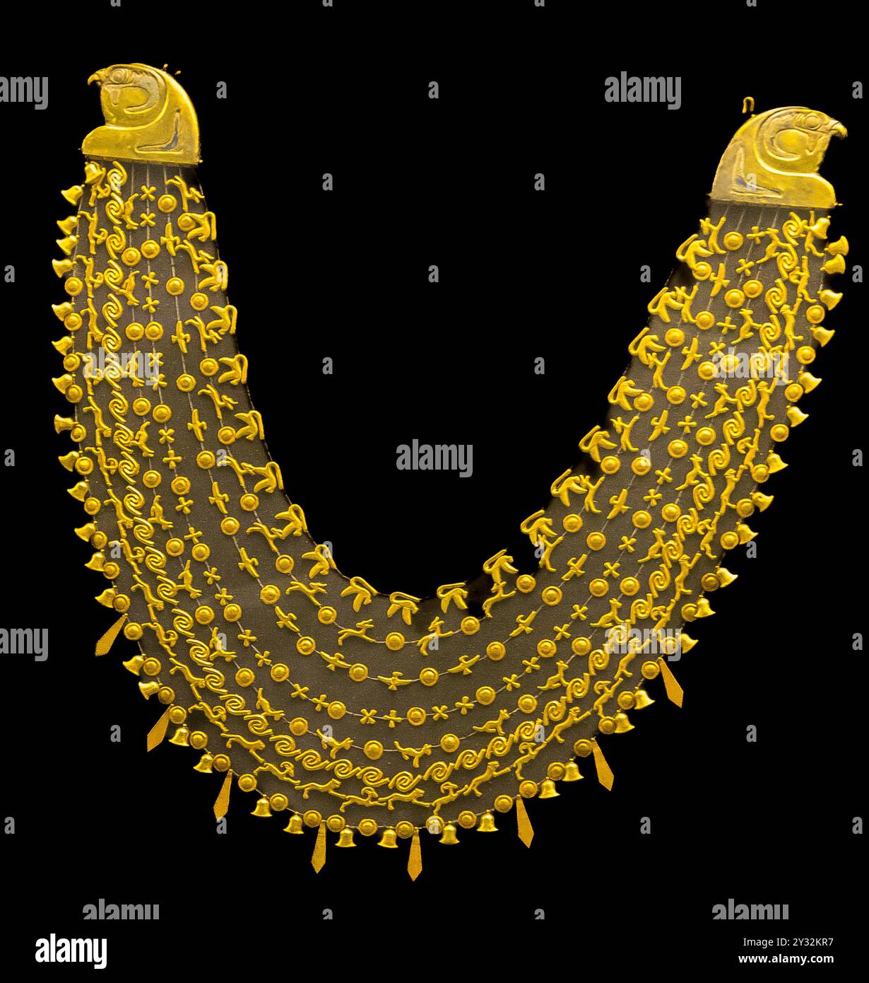 Egypt, Cairo, Egyptian Museum, a gold necklace found on the coffin of ...