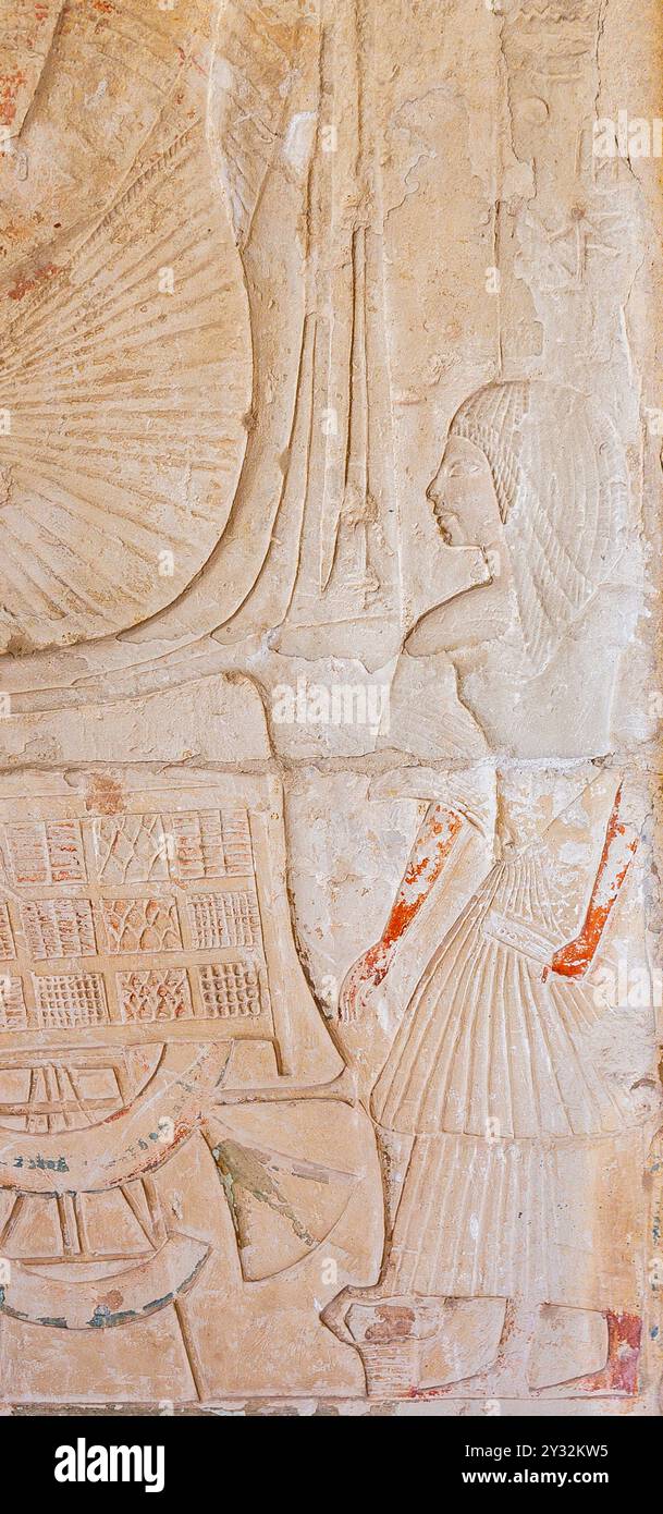 Egypt, Saqqara, tomb of Horemheb, inner room, South wall. Sementawy, regraved in Ramose, behind ...