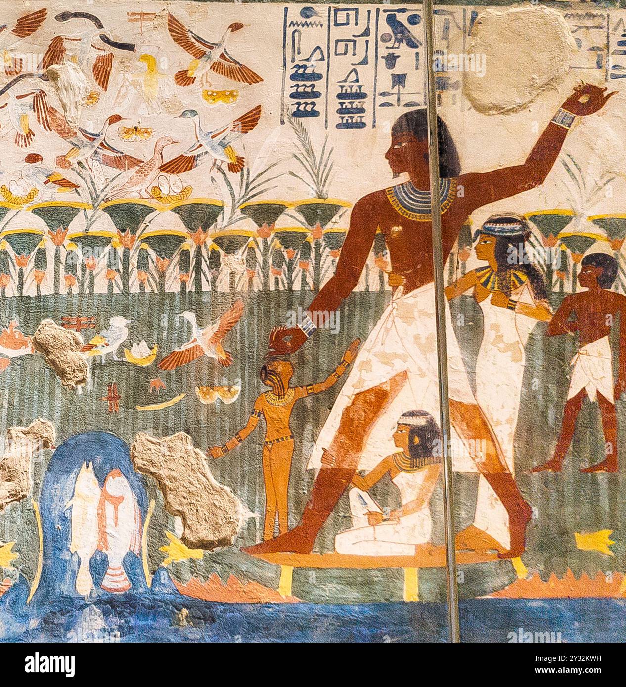 Luxor in Egypt, Valley of the Nobles, tomb of Nakht. A famous scene ...