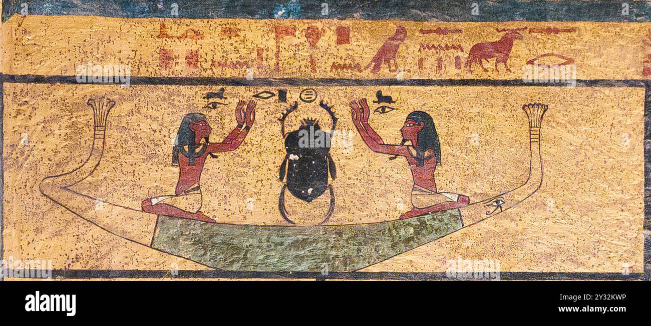 Egypt, tomb of Tutankhamun, West wall of the funeral room, first hour ...