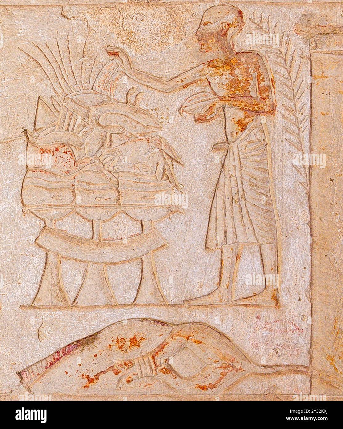 Egypt, Saqqara, tomb of Horemheb, north wall of the inner court ...