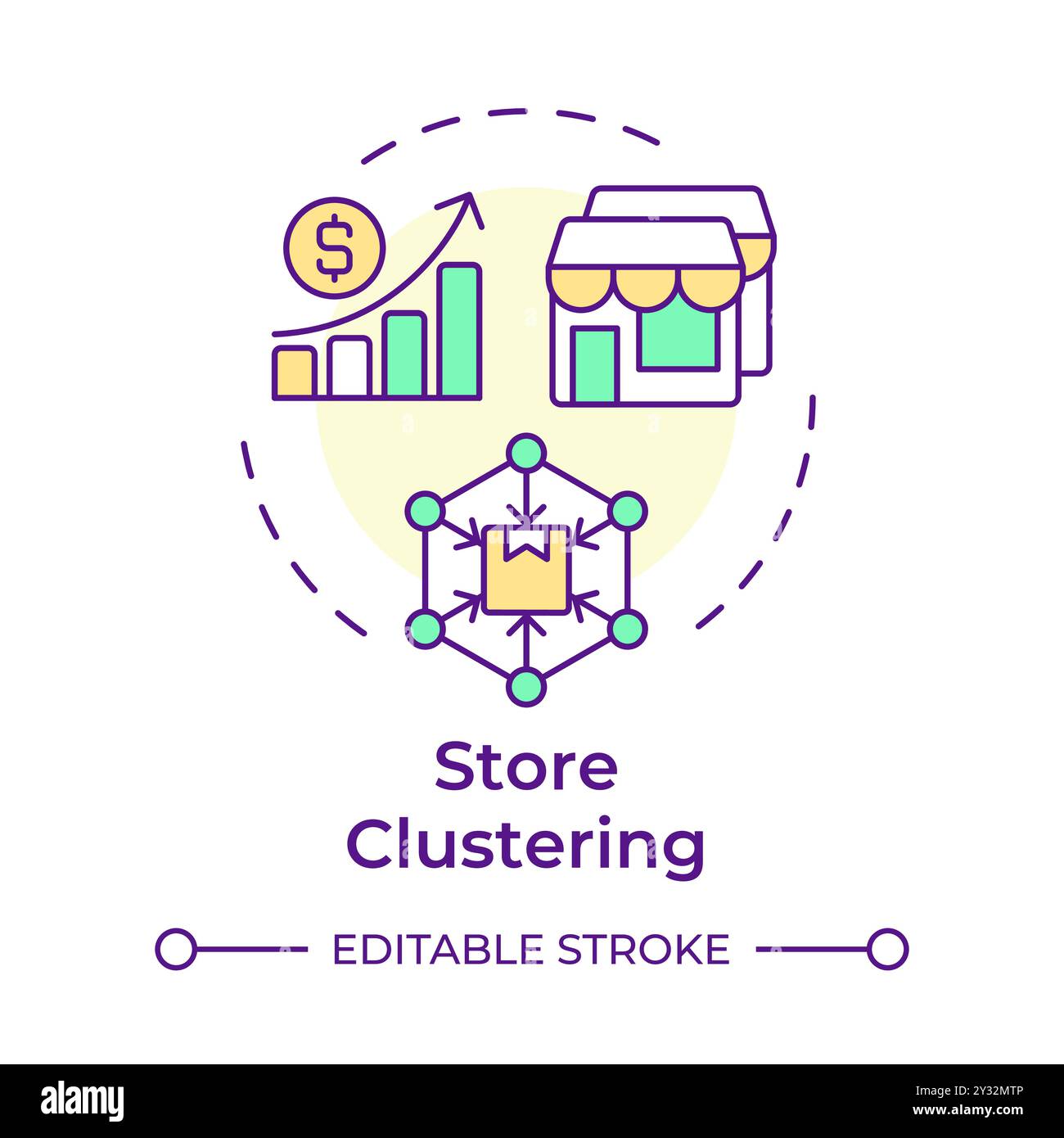 Store clustering multi color concept icon Stock Vector Image & Art - Alamy