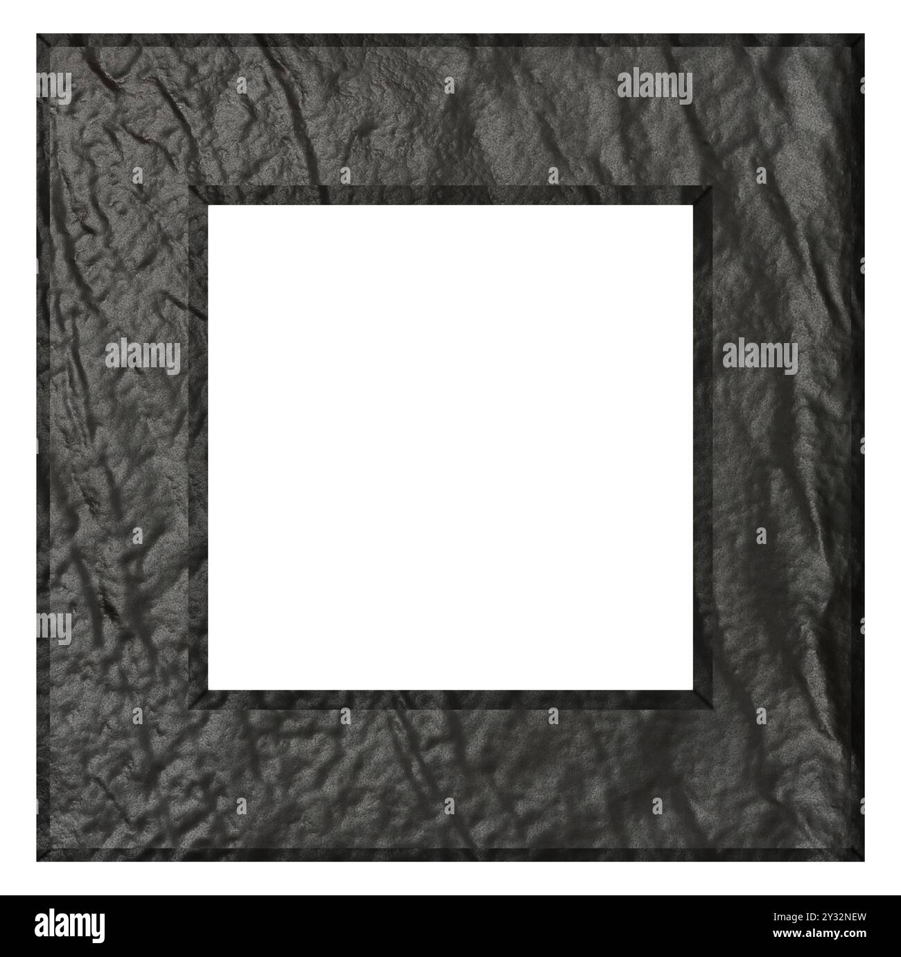 Square black stone frame for photos and paintings on isolated ...