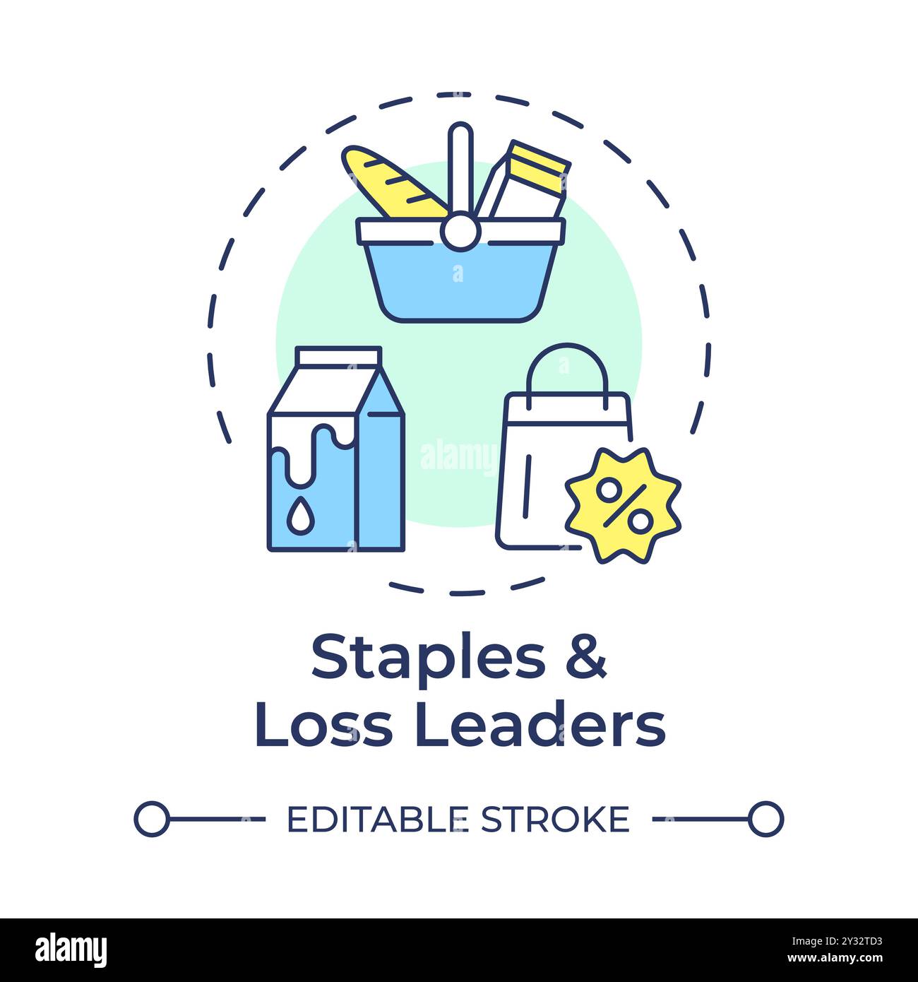 Staples and loss leaders multi color concept icon Stock Vector Image ...