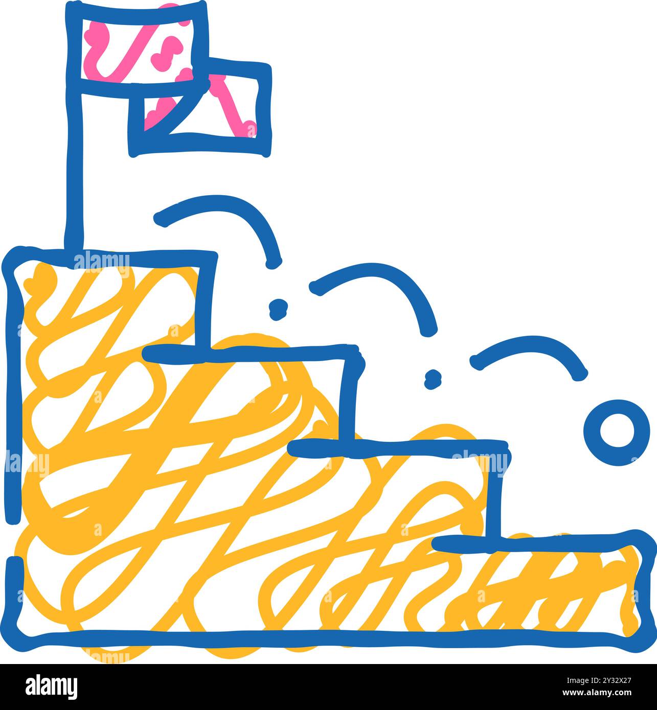 ball falling on stairs icon doodle illustration Stock Vector Image ...