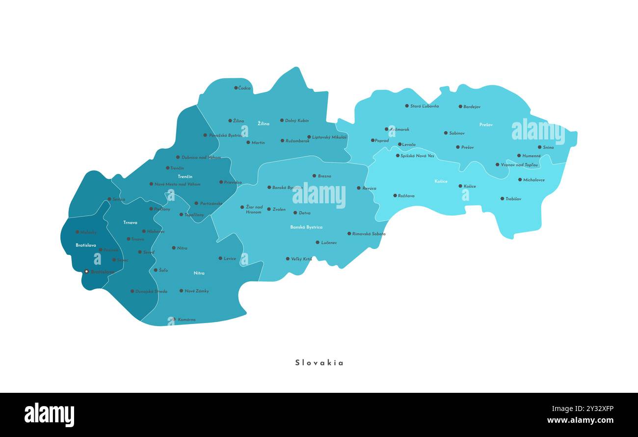 Vector isolated modern illustration. Simplified administrative map of ...