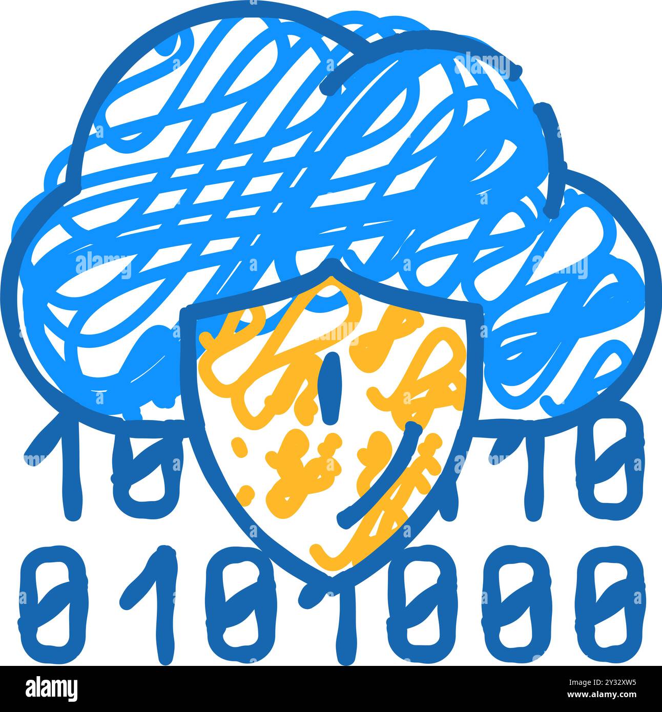 cloud data protection icon doodle illustration Stock Vector Image & Art ...
