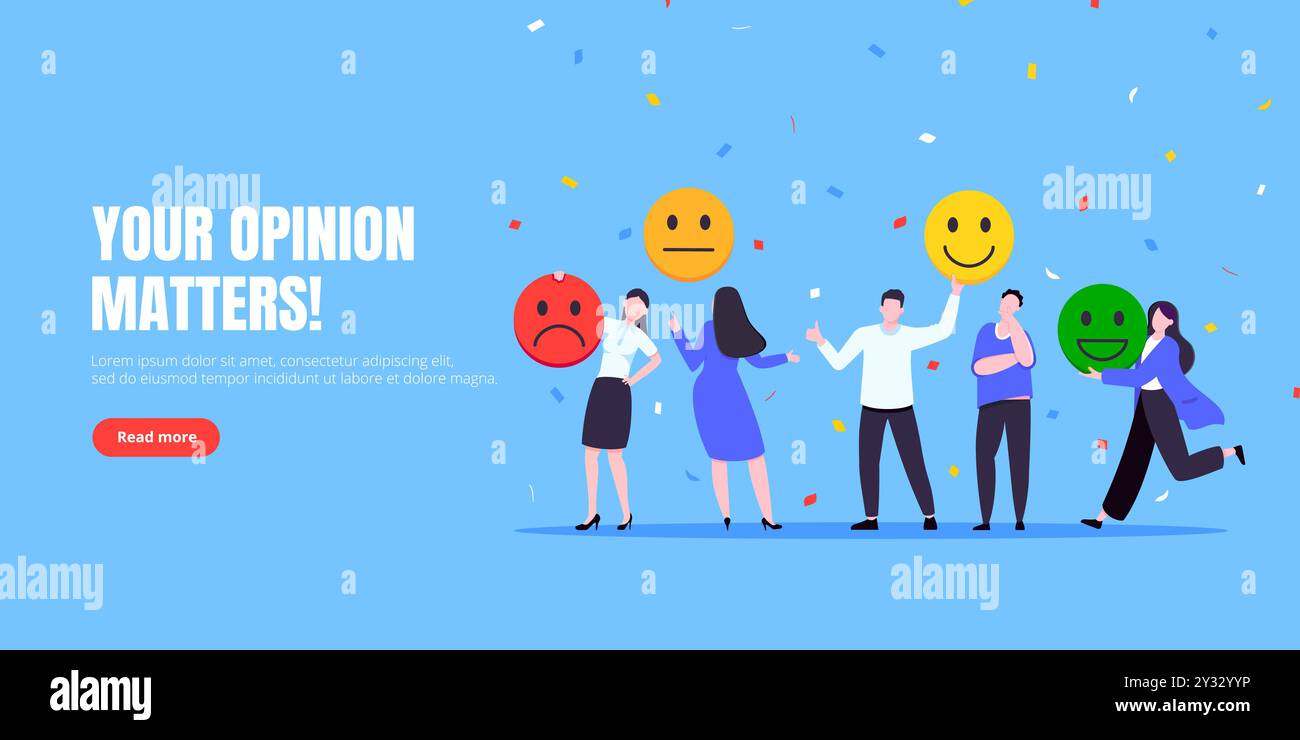 Employee satisfaction attitude survey feedback business concept flat ...