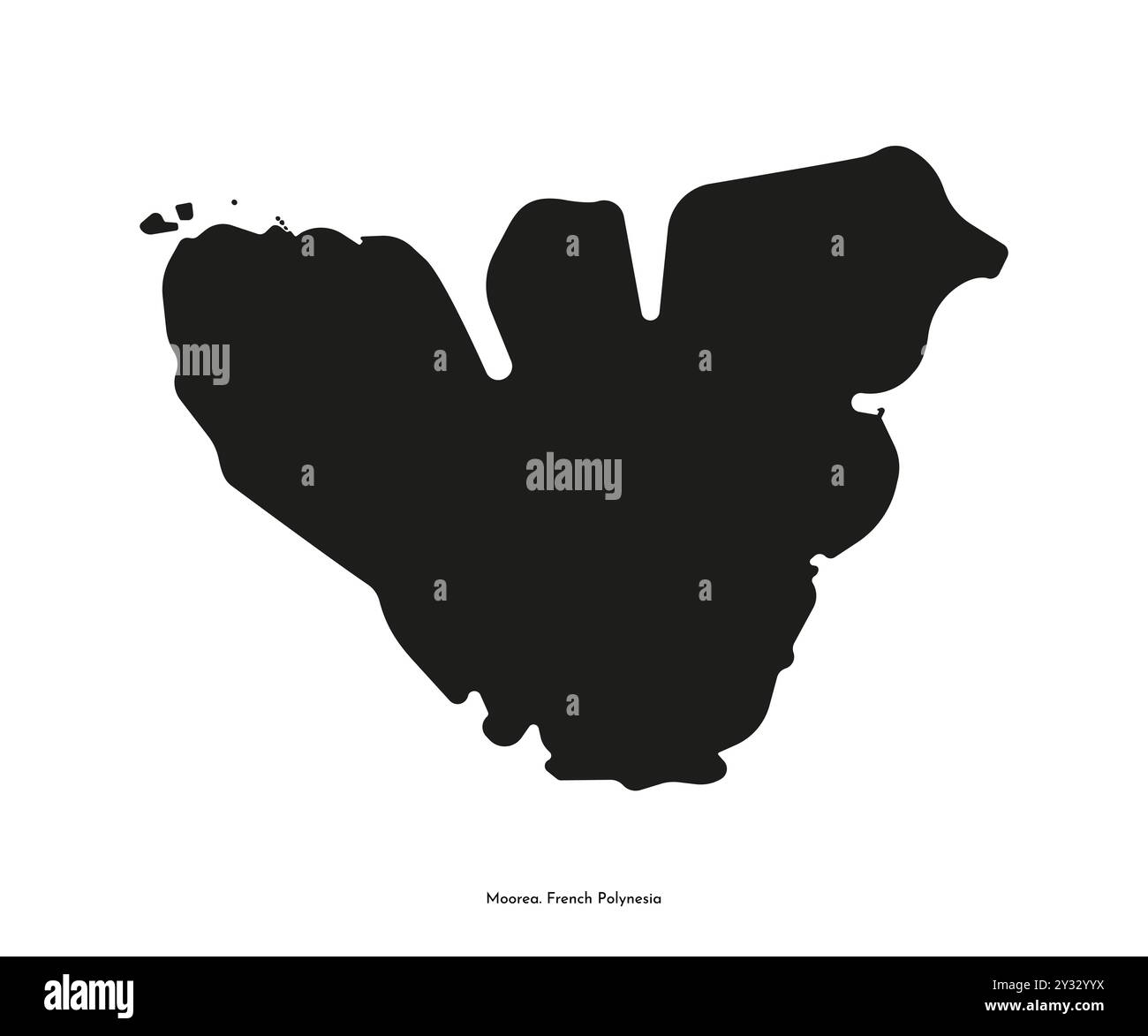 Vector isolated simplified illustration icon with black silhouette of Moorea island map. Part of ...