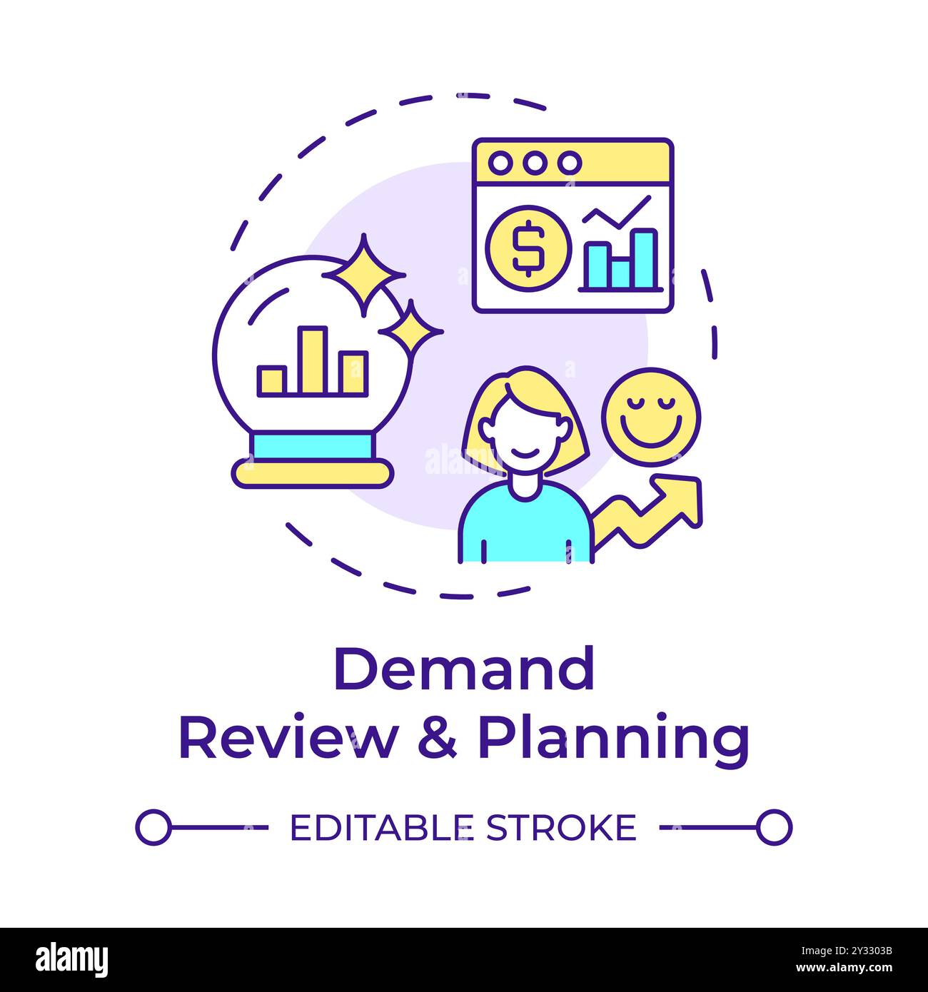 Demand review and planning multi color concept icon Stock Vector Image ...