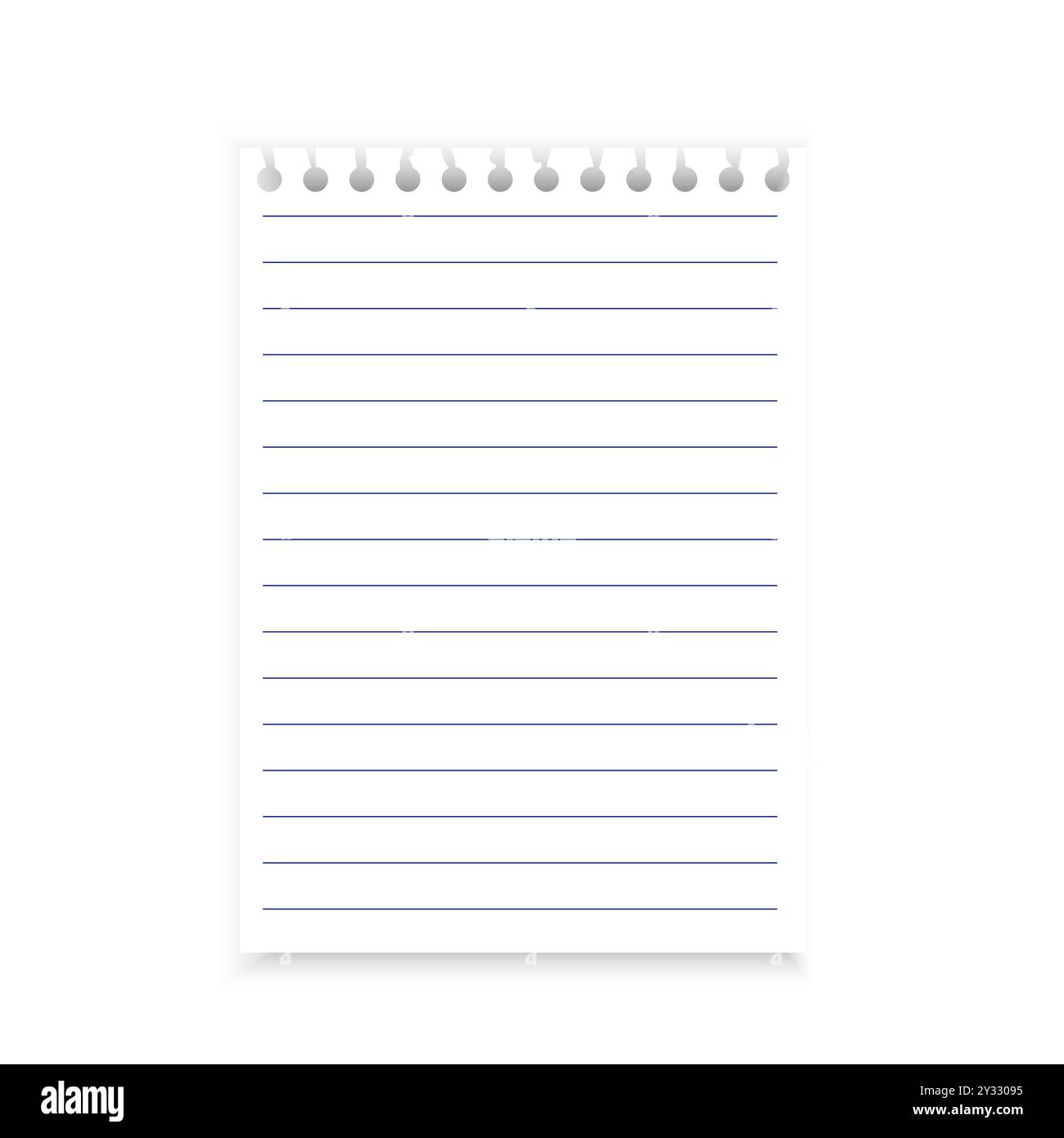 Lined notebook page. Spiral bound sheet. Simple ruled paper. White background Stock Vector Image ...