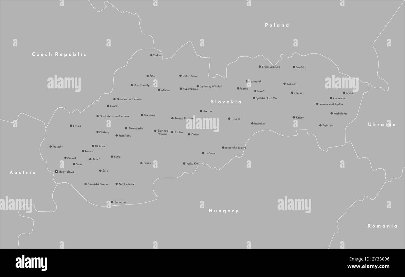 Vector modern illustration. Simplified administrative map of Slovakia ...