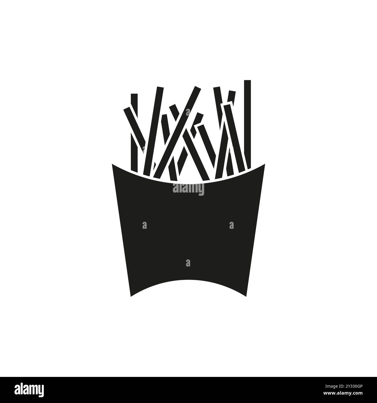 French fries vector icon. Fast food silhouette. Black and white symbol ...