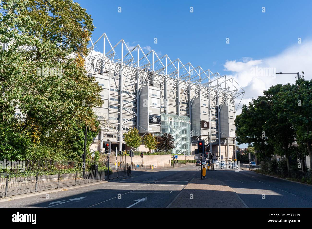 Exterior view of St James' Park football ground, home stadium of ...