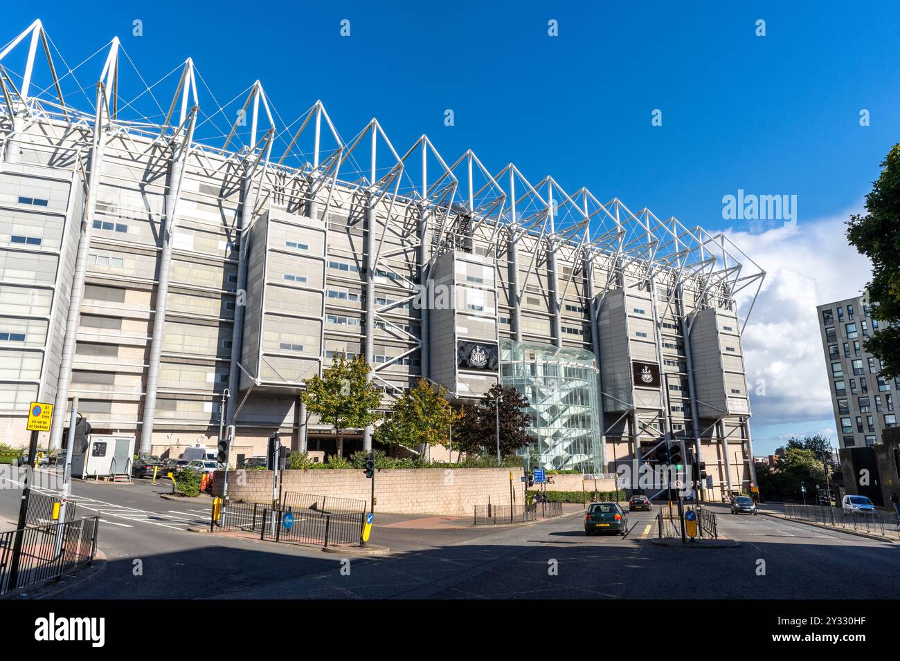 Exterior view of St James' Park football ground, home stadium of ...