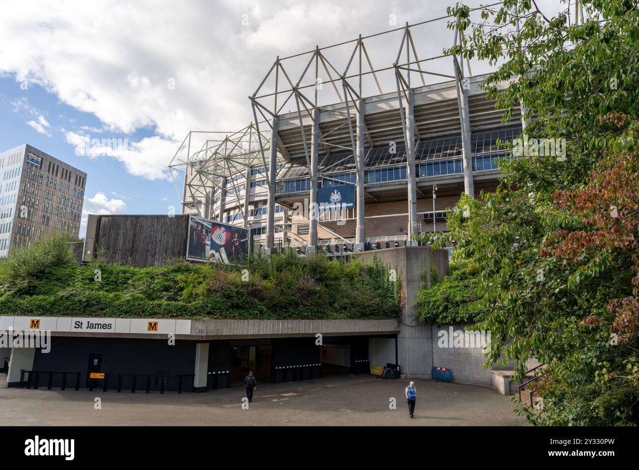 Exterior view of St James' Park football ground, home stadium of ...