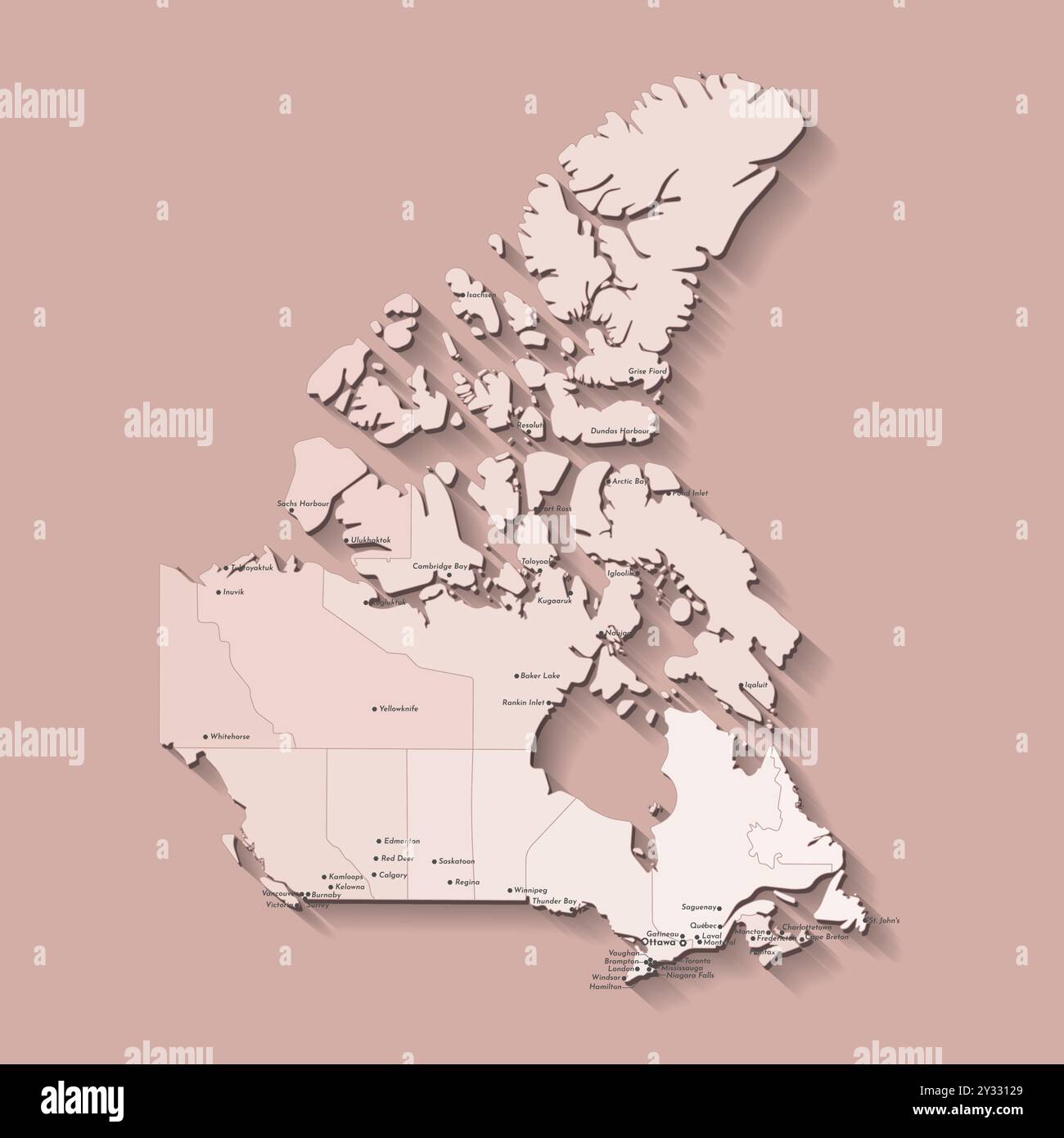 Vector modern illustration. Simplified isolated administrative map of ...