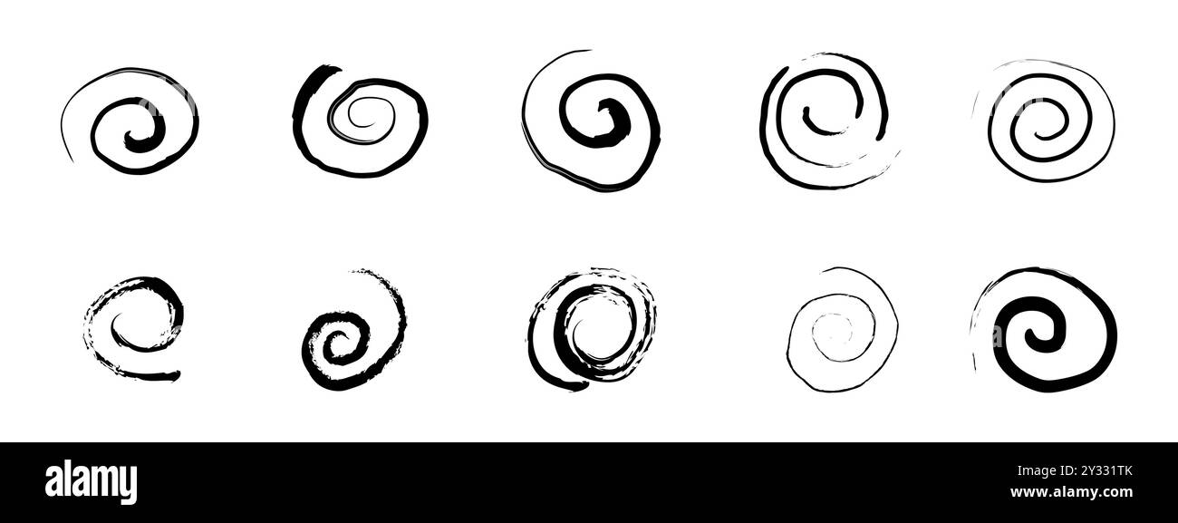 Spiral abstract circle, swirl brush stroke hypnosis psychedelic shape ...