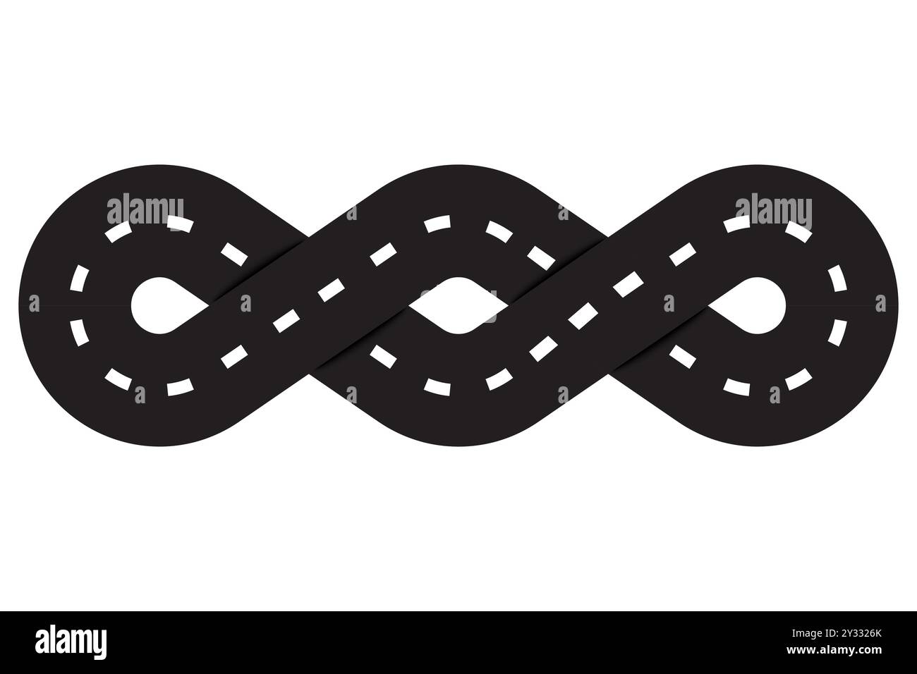 Infinity loop road. Endless curved path. Black asphalt route. Vector ...