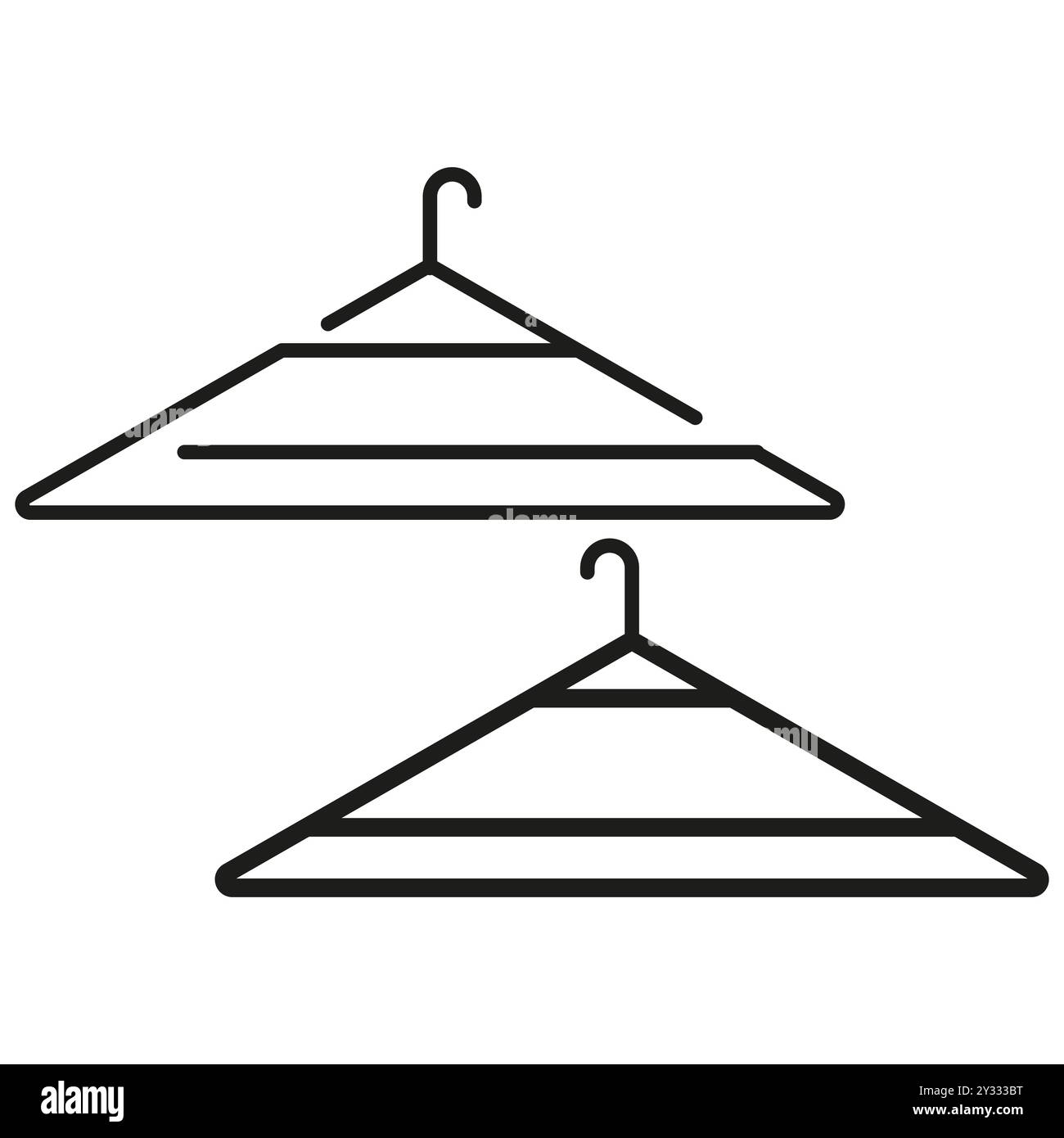Two black hangers. Minimalistic outline design. Simple vector symbol ...