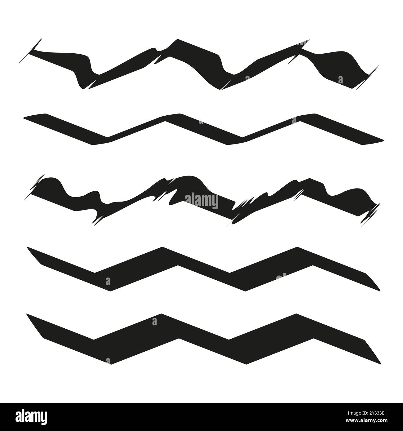 Abstract zigzag lines. Bold black shapes. Mountain-inspired strokes ...