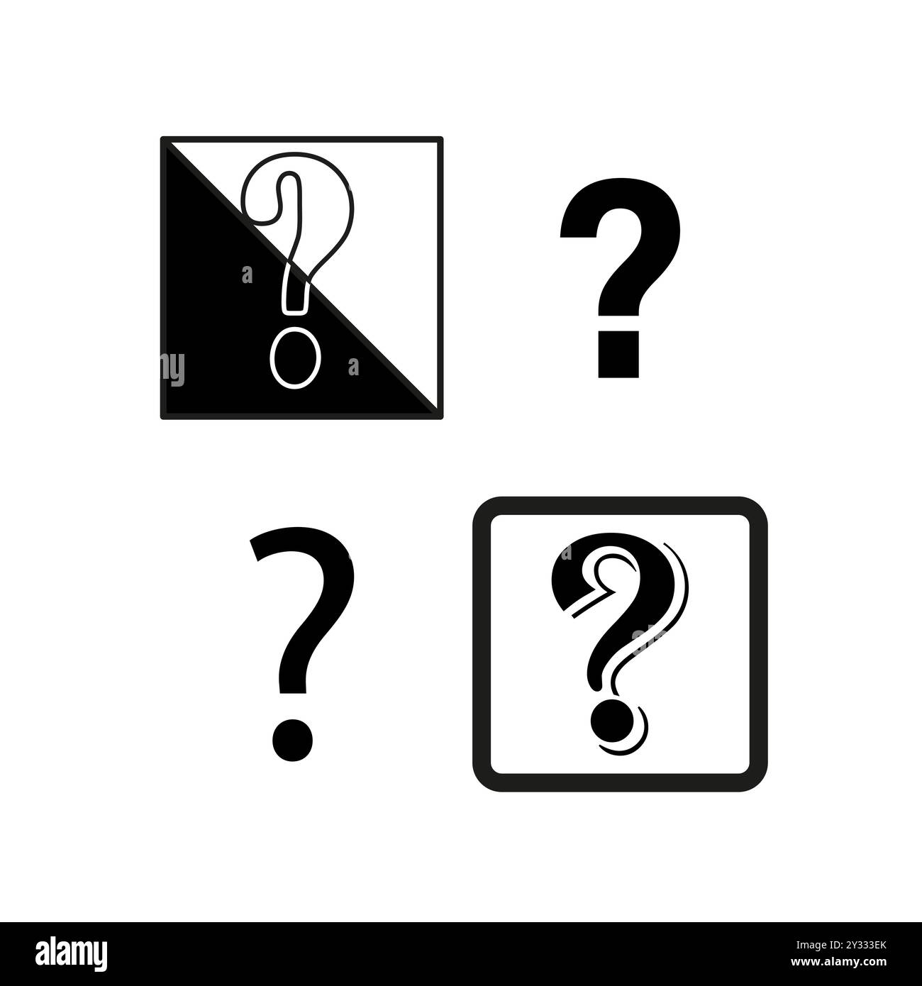 Question mark icons set. Simple black and white design. Inquiry symbols collection. Vector ...
