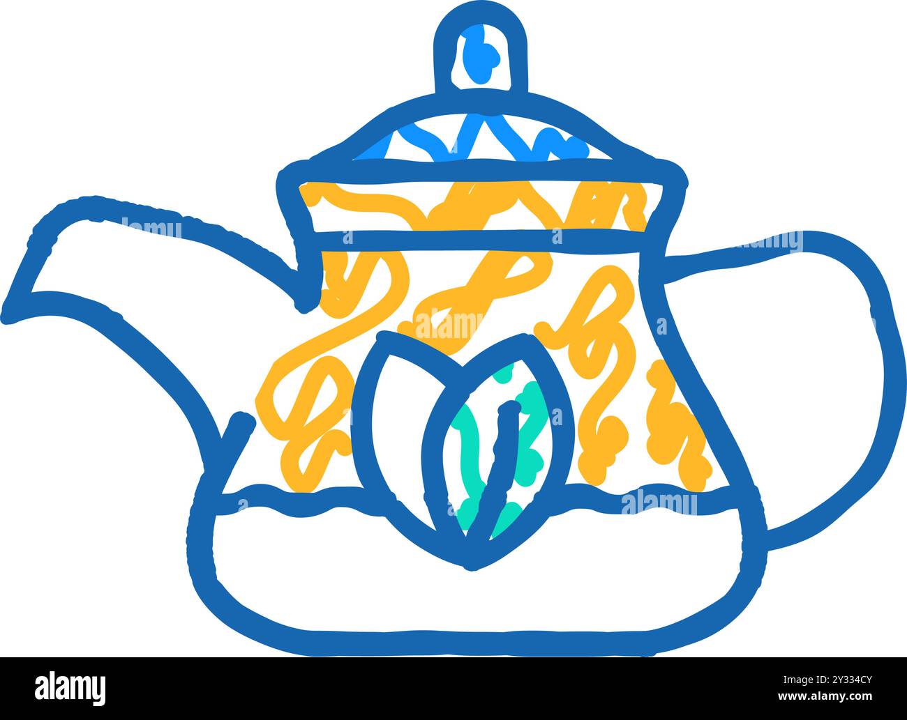 green tea in teapot icon doodle illustration Stock Vector Image & Art ...