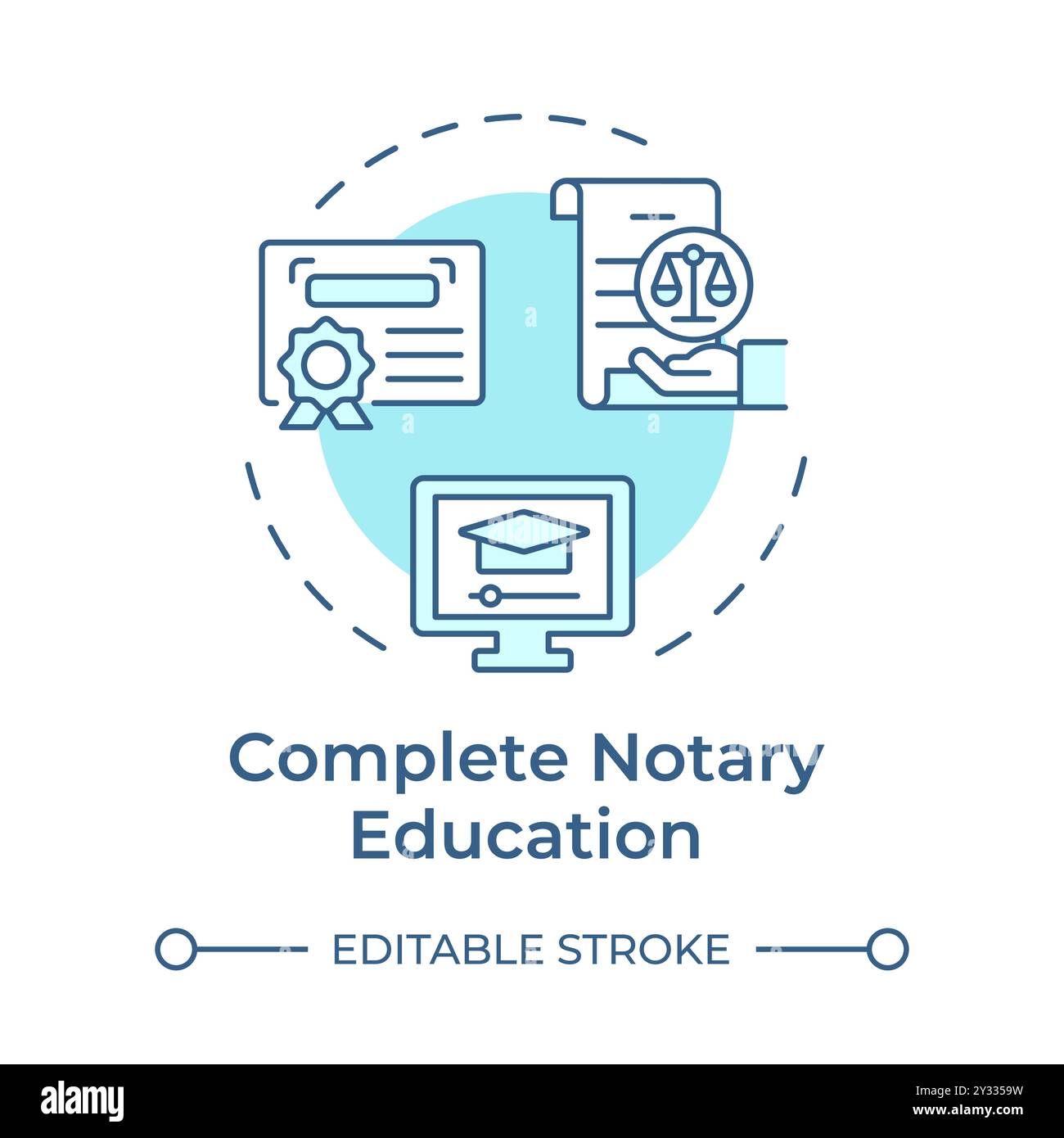 Complete notary education soft blue concept icon Stock Vector Image ...