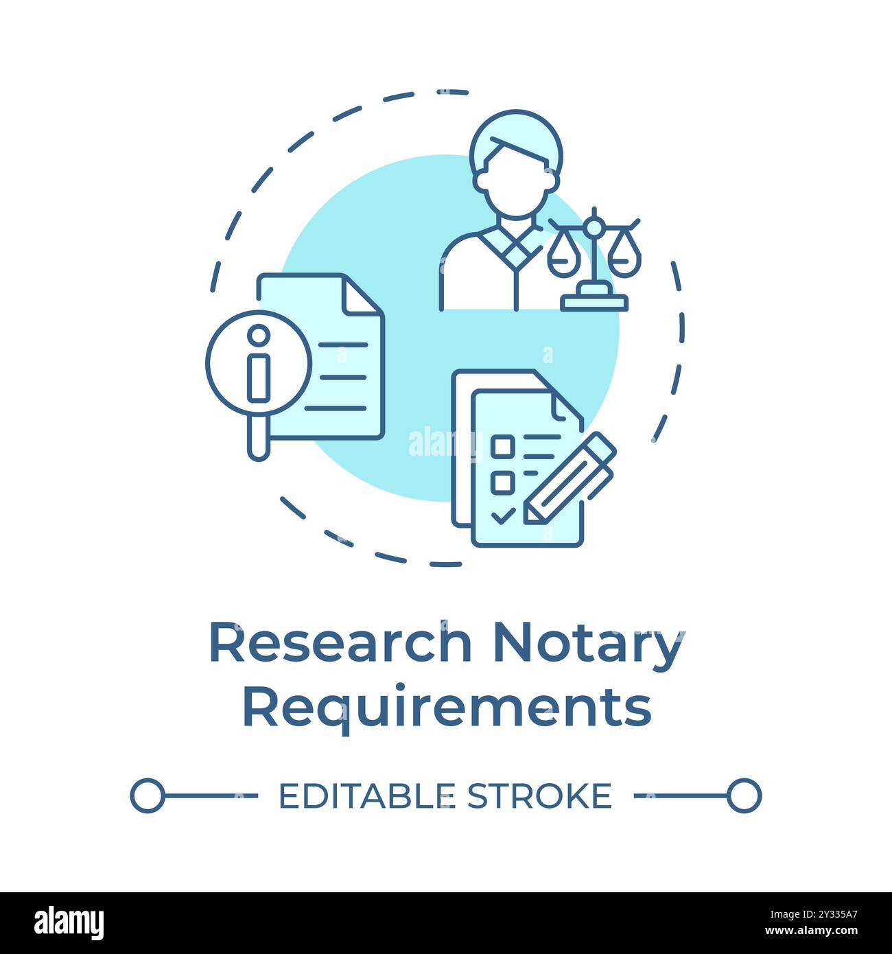 Research notary requirements soft blue concept icon Stock Vector Image ...