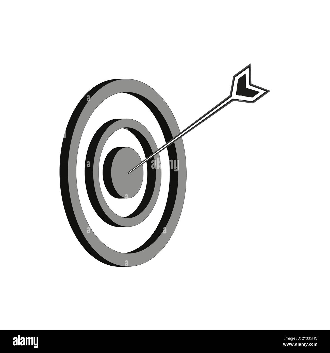 Target with arrow. Bullseye symbol. Precision focus icon. Gray ...