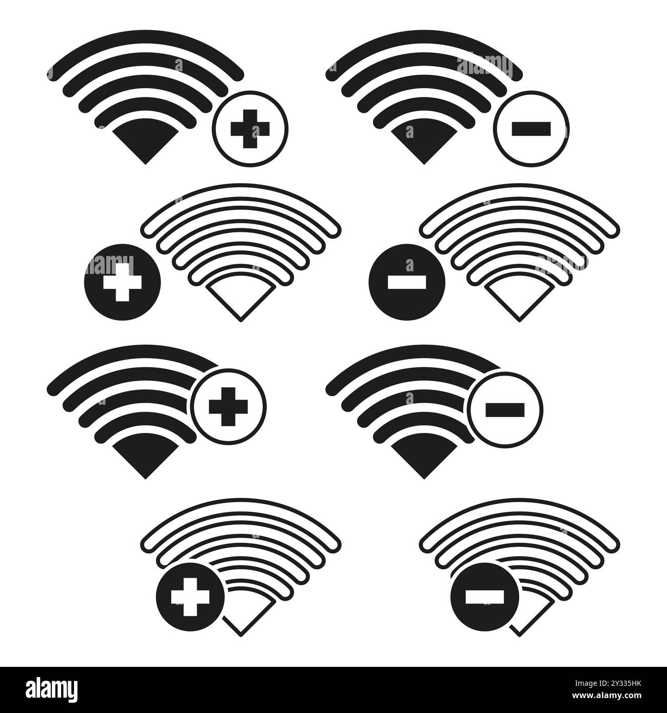 Wi Fi signal icons. Plus and minus symbols. Wireless network concept ...