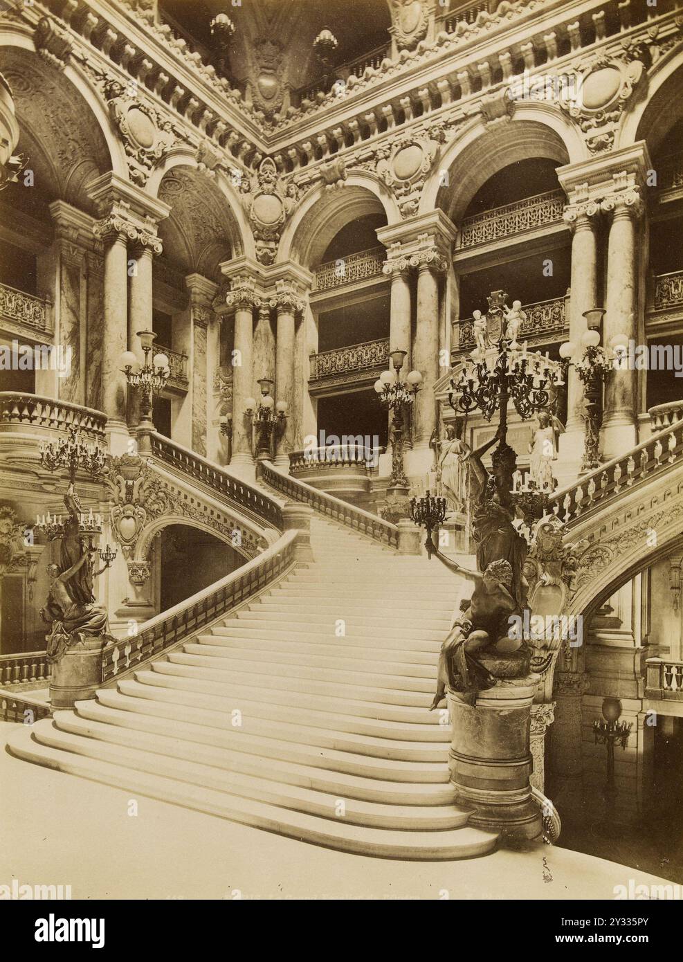 The Grand Staircase of the Opera, 9th arrondissement, 1880, Paris ...
