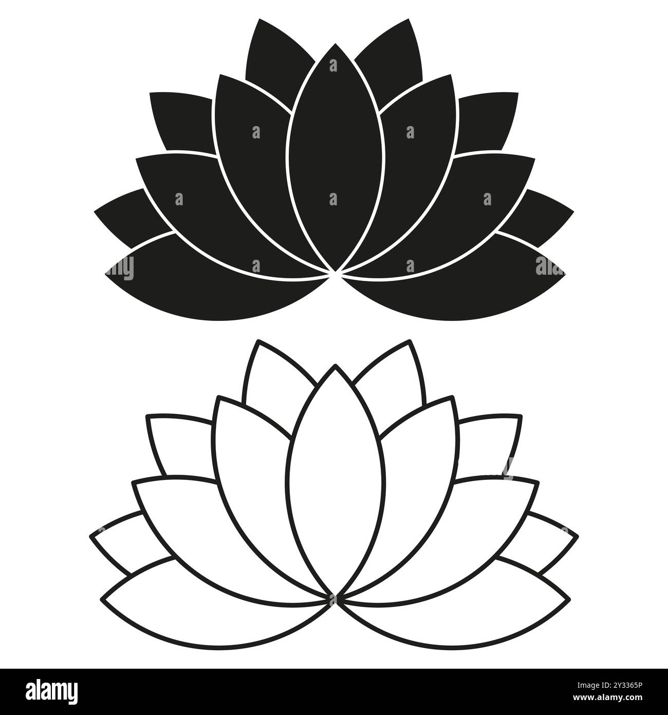 Lotus flower icon. Minimalist floral design. Black and white lotus ...