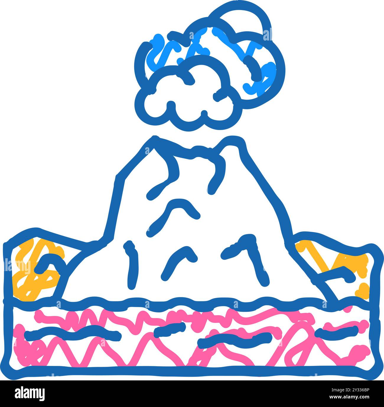 island with volcano icon doodle illustration Stock Vector Image & Art ...