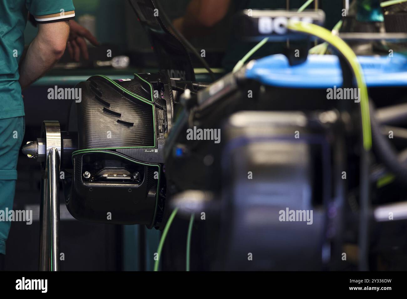 Baku, Azerbaijan, 12/09/2024, Aston Martin F1 Team AMR23, mechanical ...