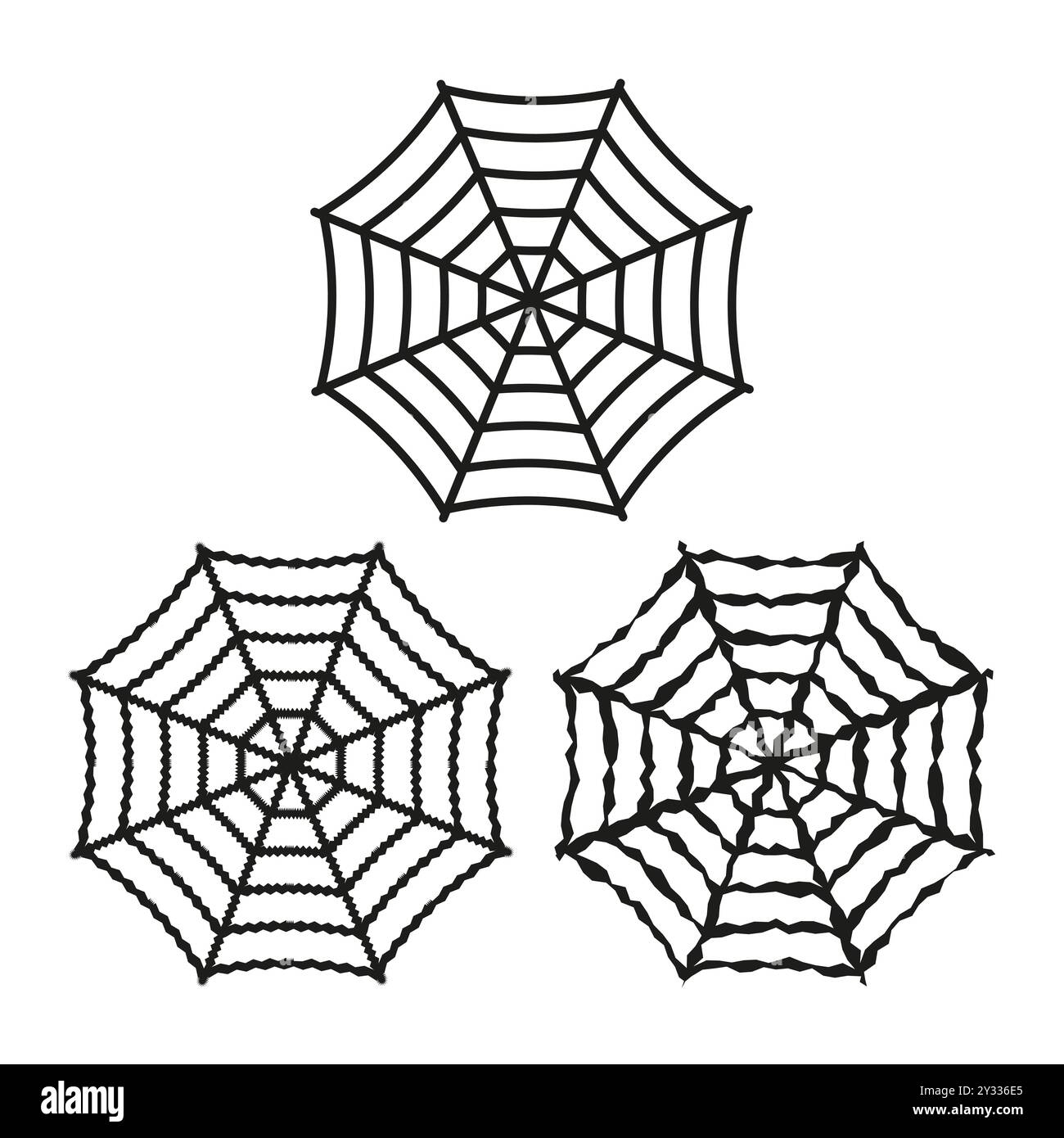 Spider Web Icons Three Variations Of Spider Webs Geometric And Wavy Lines Vector Illustration