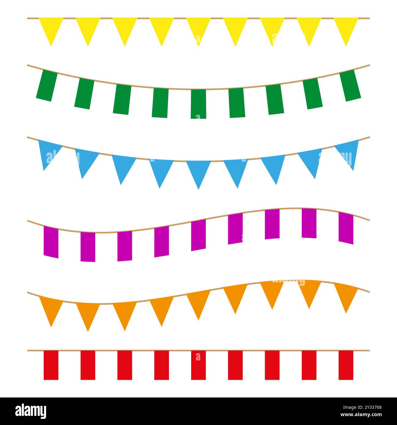 Colorful banner flags. Decorative festive garlands. Multicolored party ...