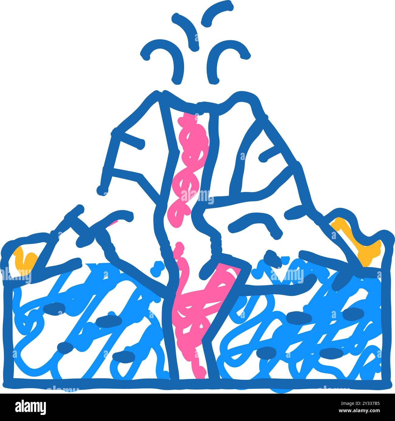 stratovolcano mountain icon doodle illustration Stock Vector Image ...