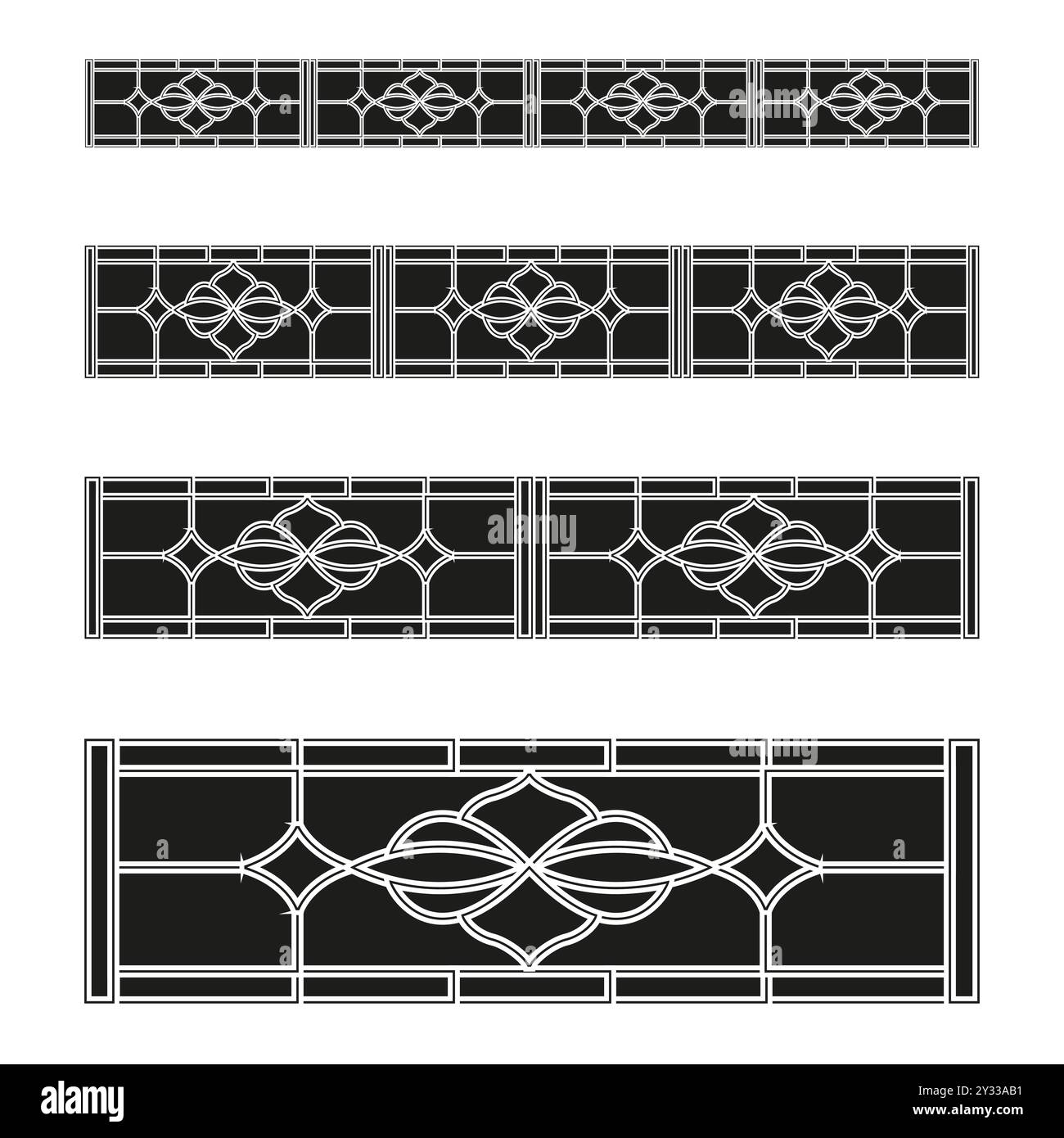 Stained glass panel. Decorative geometric pattern. Ornamental border ...